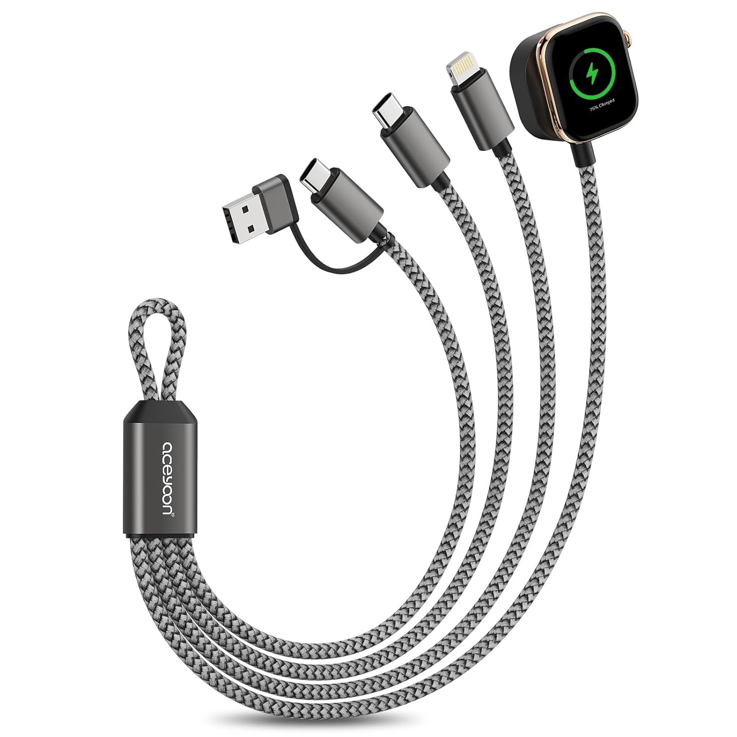 aceyoon 3 in 2 Multi Charging Cable, Nylon Braided Multi Charger Cable ...