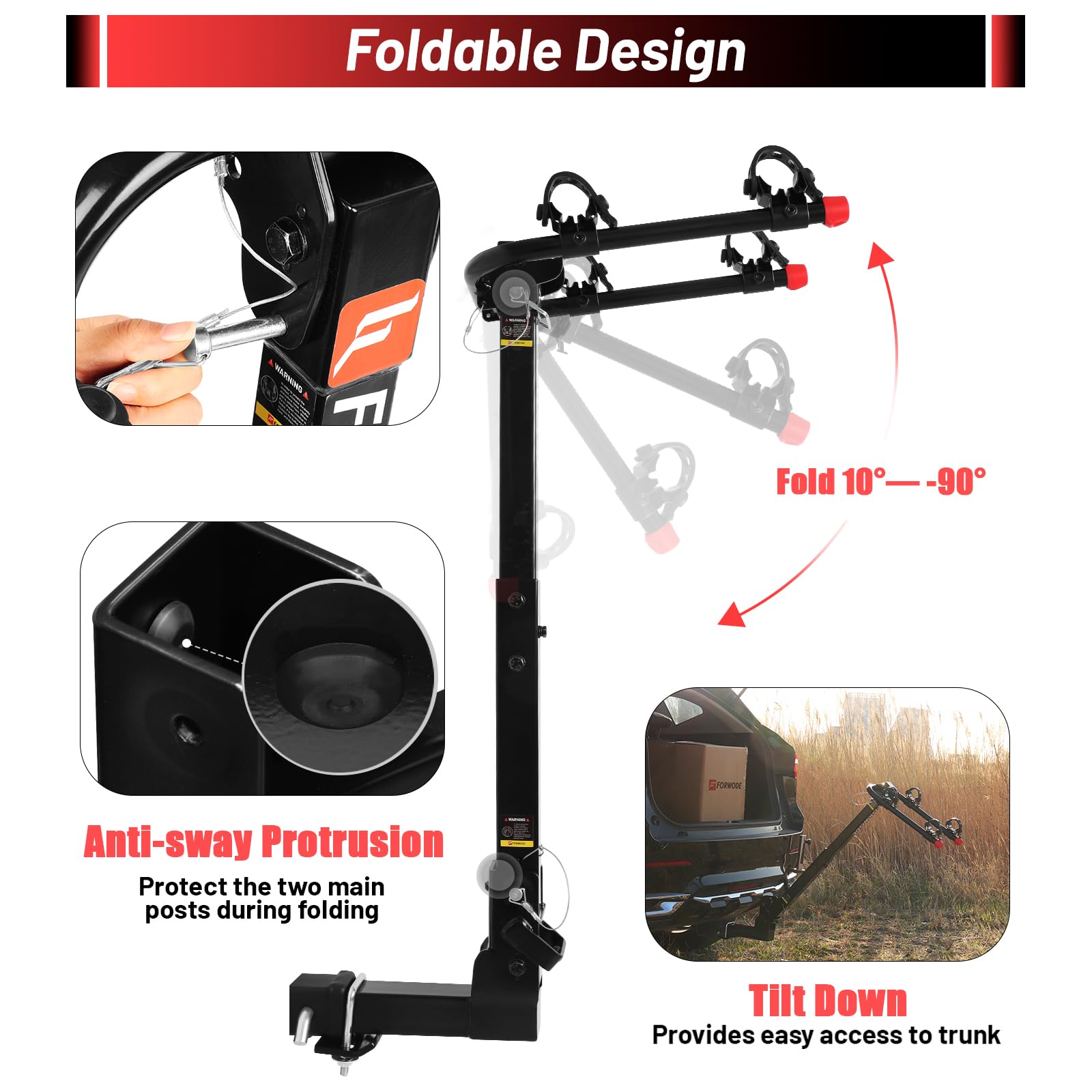 FORWODE 2 Bike Rack Hitch Mount, Heavy Duty Bike Carrier, Bike Rack for ...