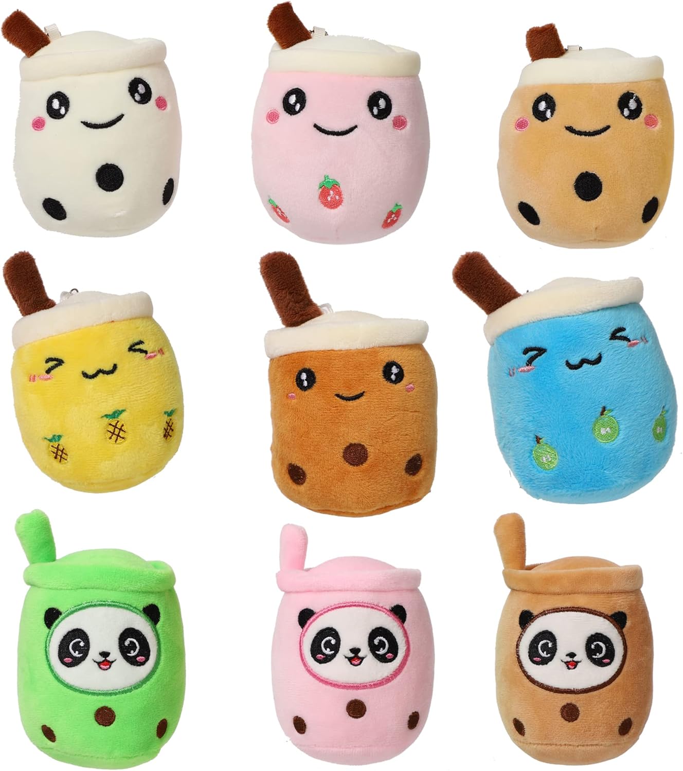 Amazon.com: JIA JUN 9 Pcs Cute Soft Plush Boba Tea Stuffed Keychains ...