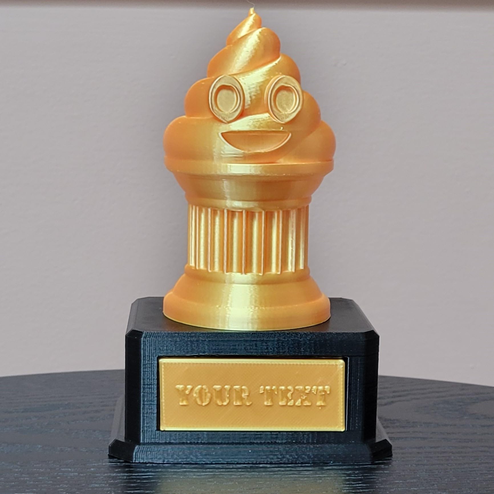 3D Printed Novelty Trophy Poop Emoji Trophy - Poop Emoji - Gold Poop ...