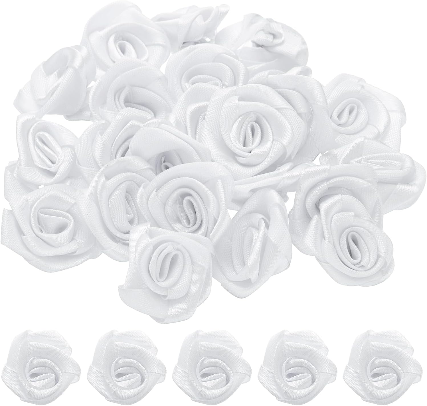 Amazon.com: uxcell 50pcs 3cm Ribbon Roses Satin Ribbon Flower Rose ...