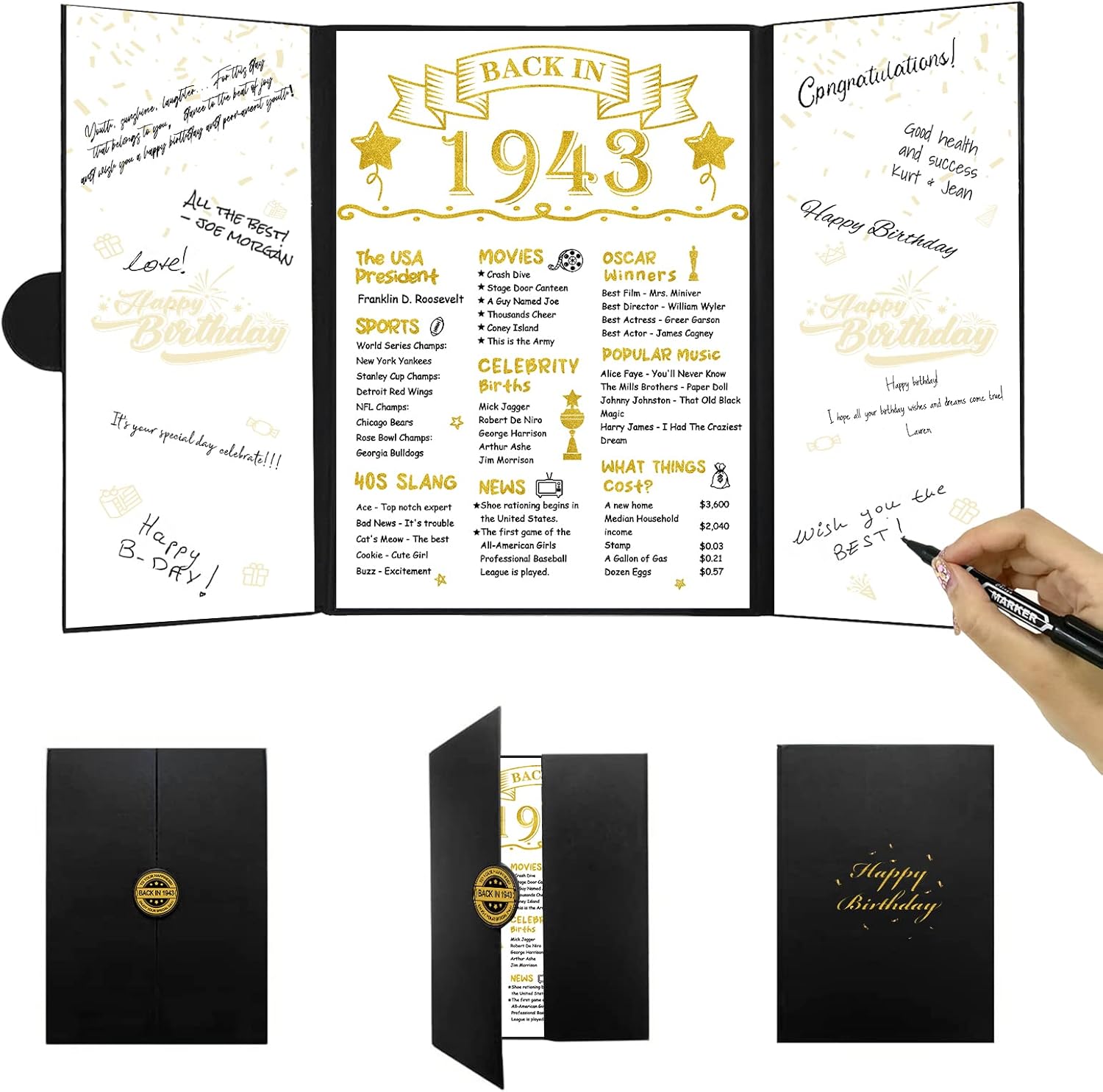 Amazon.com: DARUNAXY Black Gold 81st Birthday Alternative Signature ...