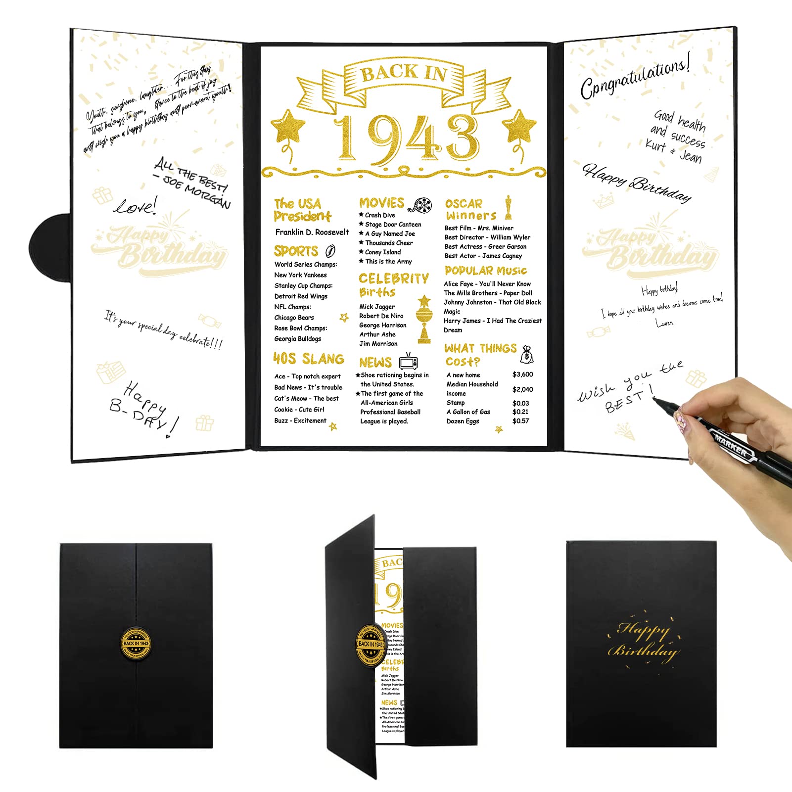 Snapklik.com : Black Gold 81st Birthday Alternative Signature Card Back ...
