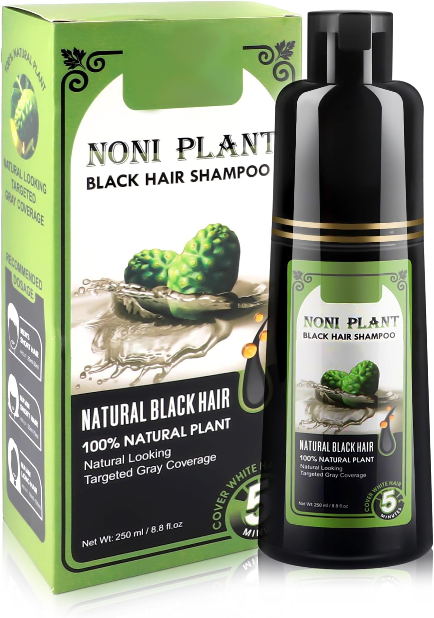 Amazon.com : Natural Black Hair Shampoo, White to Black Shampoo for Men ...