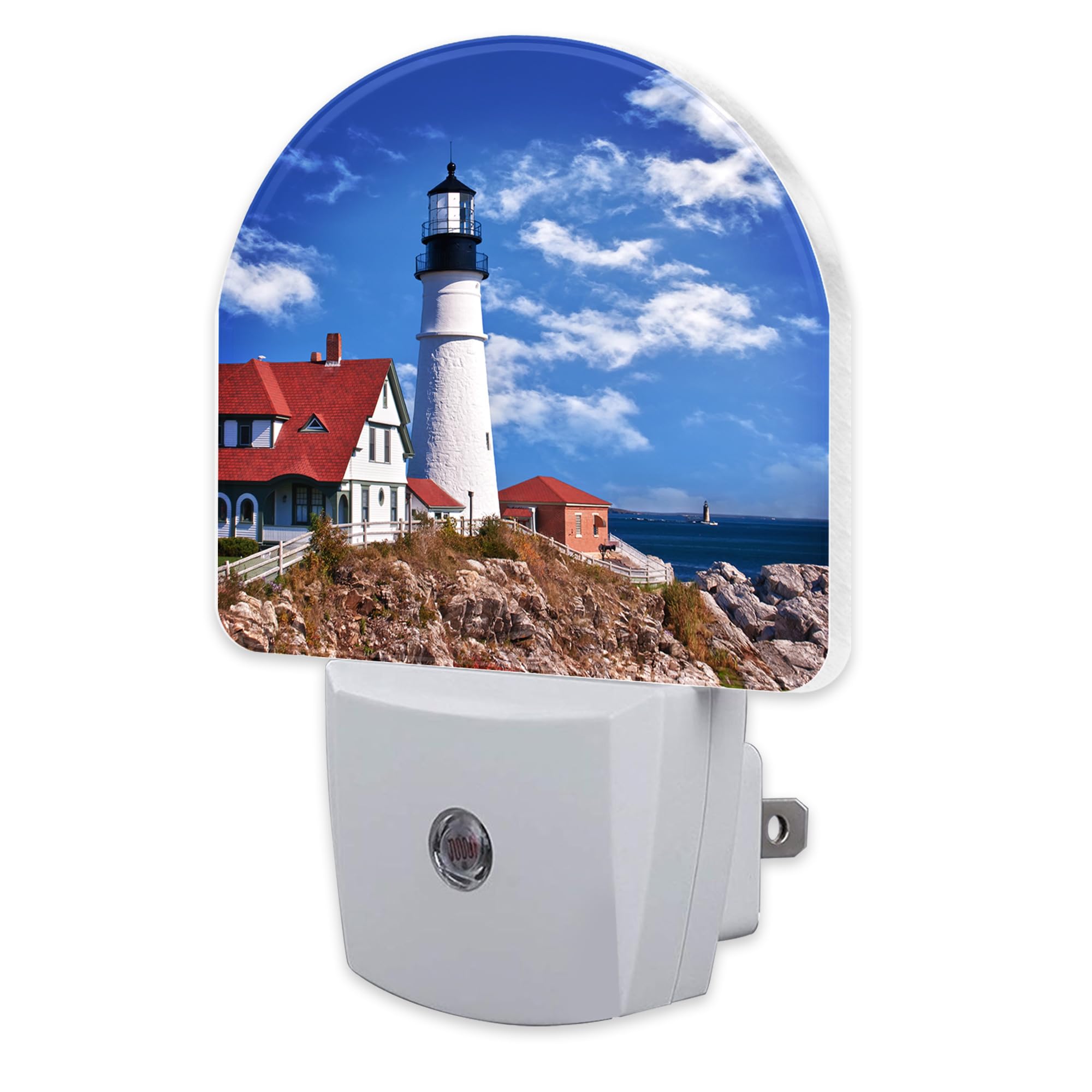 sndheke Beautiful White Lighthouse Night Light Plug into Wall, Ocean ...