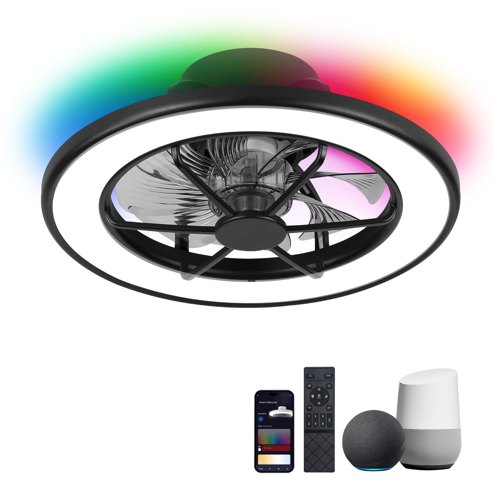 ocioc Low Profile Ceiling Fans with Lights,18 in Smart Ceiling Fans ...