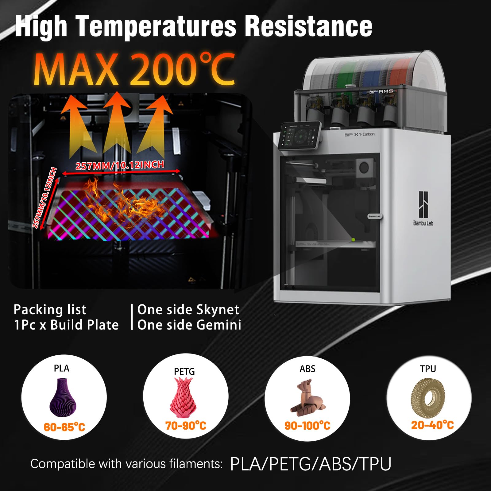 Snapklik.com : Wefuit Upgraded H1H Build Plate For Bambu Lab X1C/X1/X1E ...