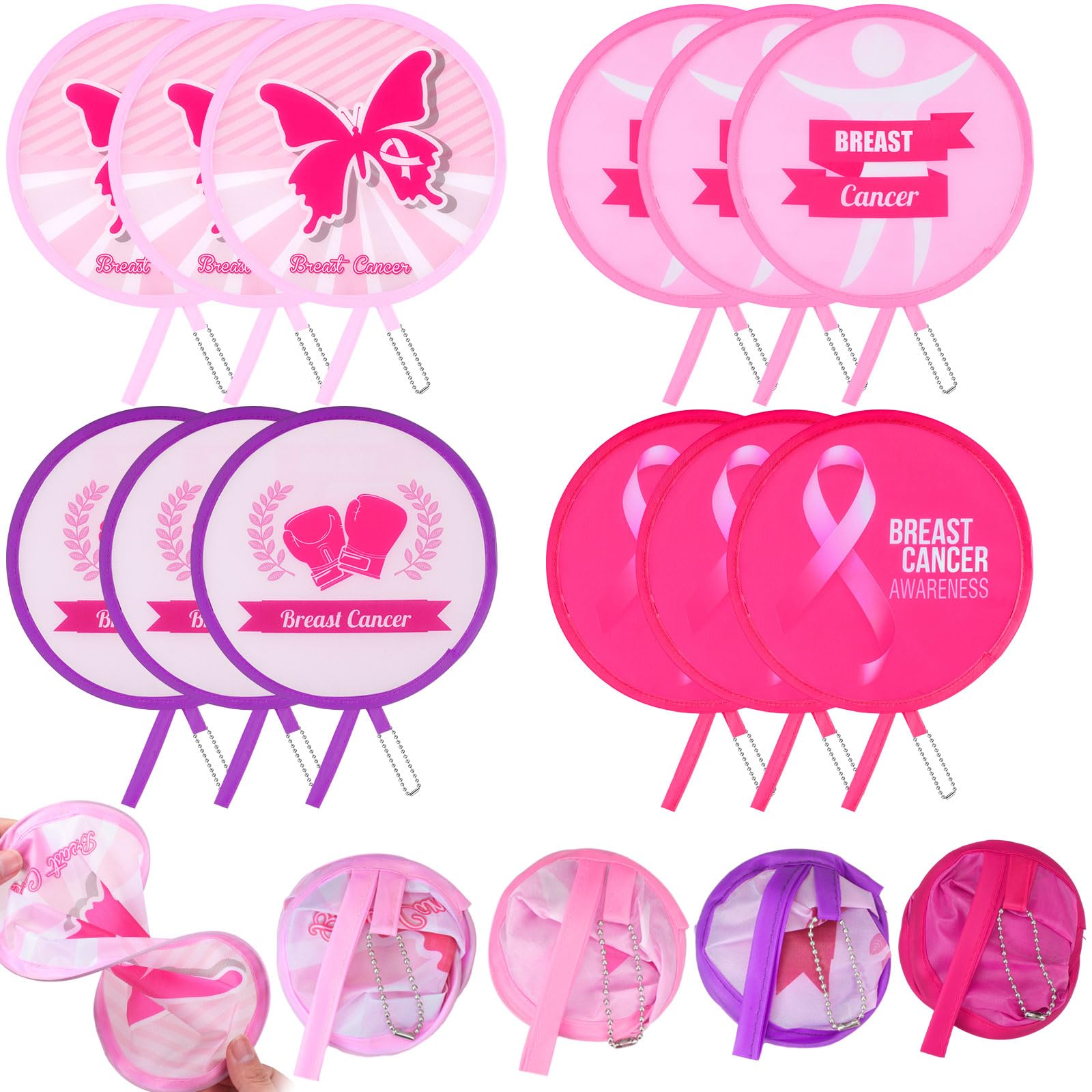 Amazon.com: Marsui 12 Pcs Round Foldable Hand Fan Summer Flower ...