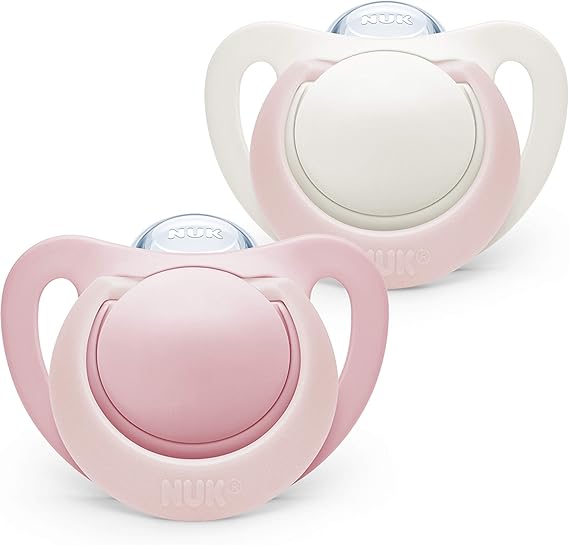 NUK Genius Baby Dummies, 0-6 Months, Silicone, BPA Free, Pink, 2 Count ...