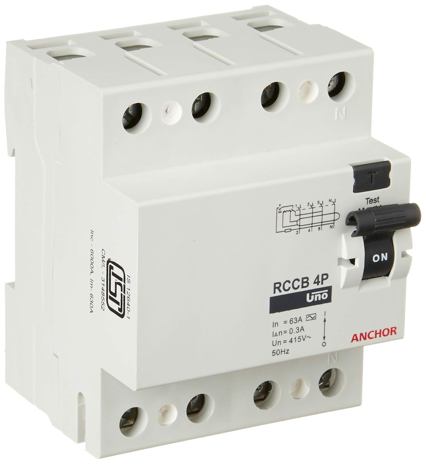 Anchor by Panasonic UNO Series RCCB 63 AMP 300mA Four Pole Residual ...