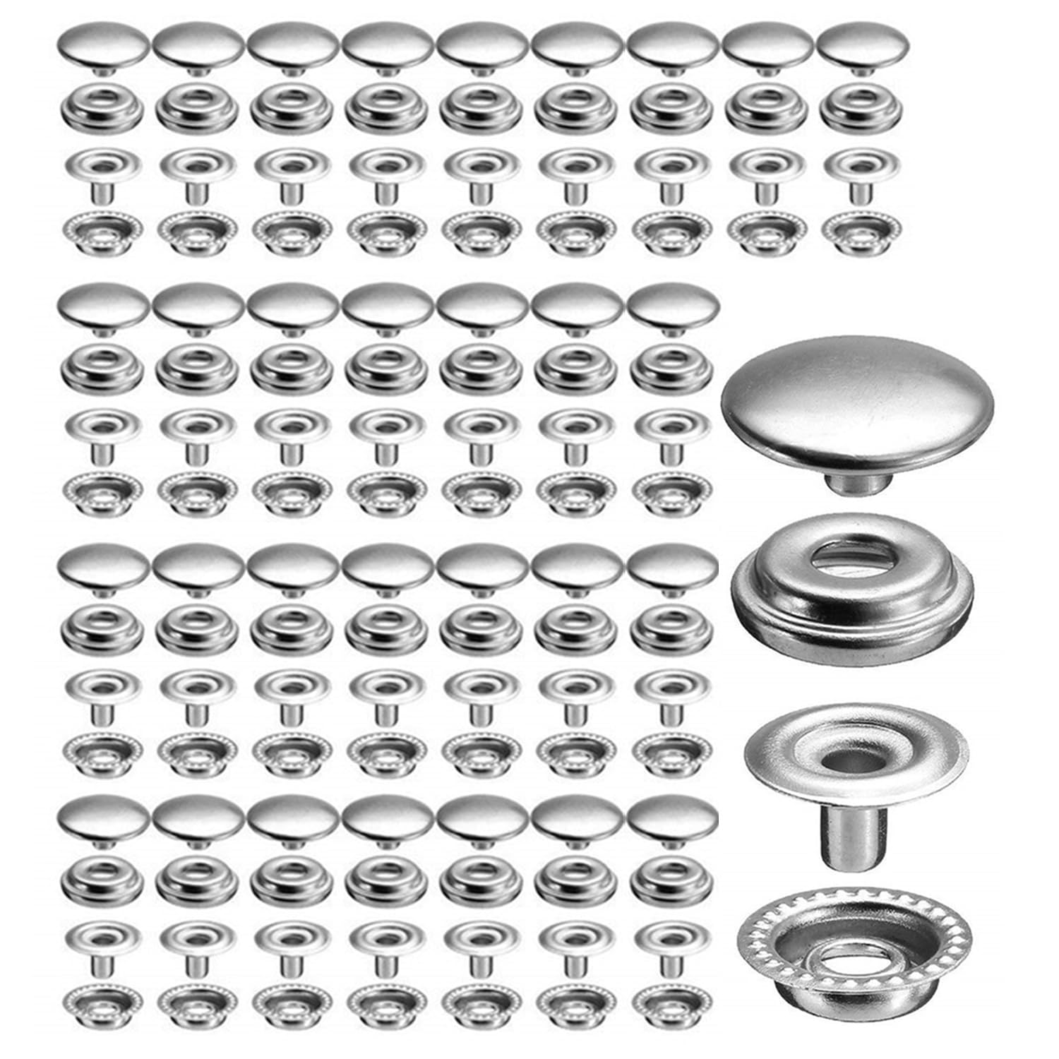 Amazon.com: 120 pcs Stainless Steel Snap Marine Grade Boat Canvas Snaps ...