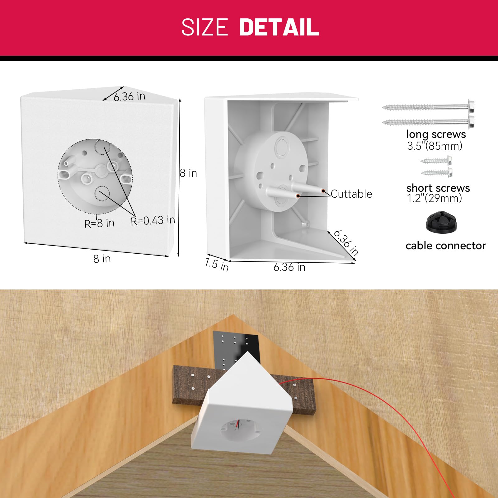 Cathedral Ceiling Mounting Block 6'' DuraPlus Cathedral Ceiling