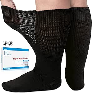 Bulinlulu Extra Width Diabetic Socks Men Women-2 Pairs Wide Bariatric ...