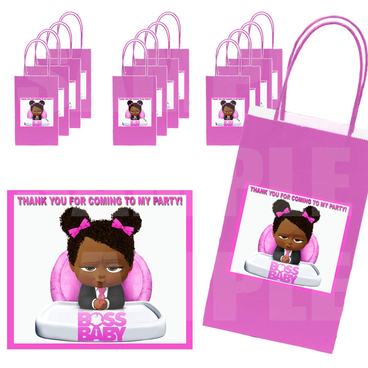 Buy Black Boss Baby GIRL Stickers + Hot Pink Gift Bags, Label ...