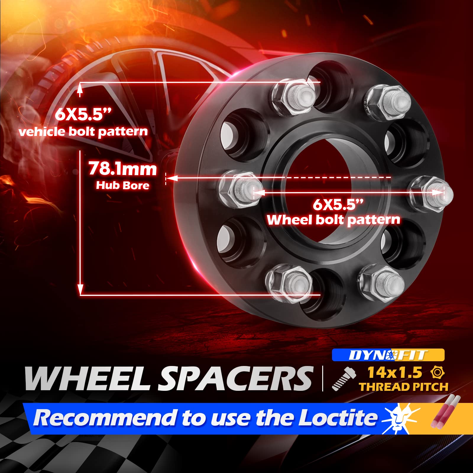Dynofit 1.5 inch 6x5.5 Wheel Spacers for Chevy Silverado GMC Sierra ...