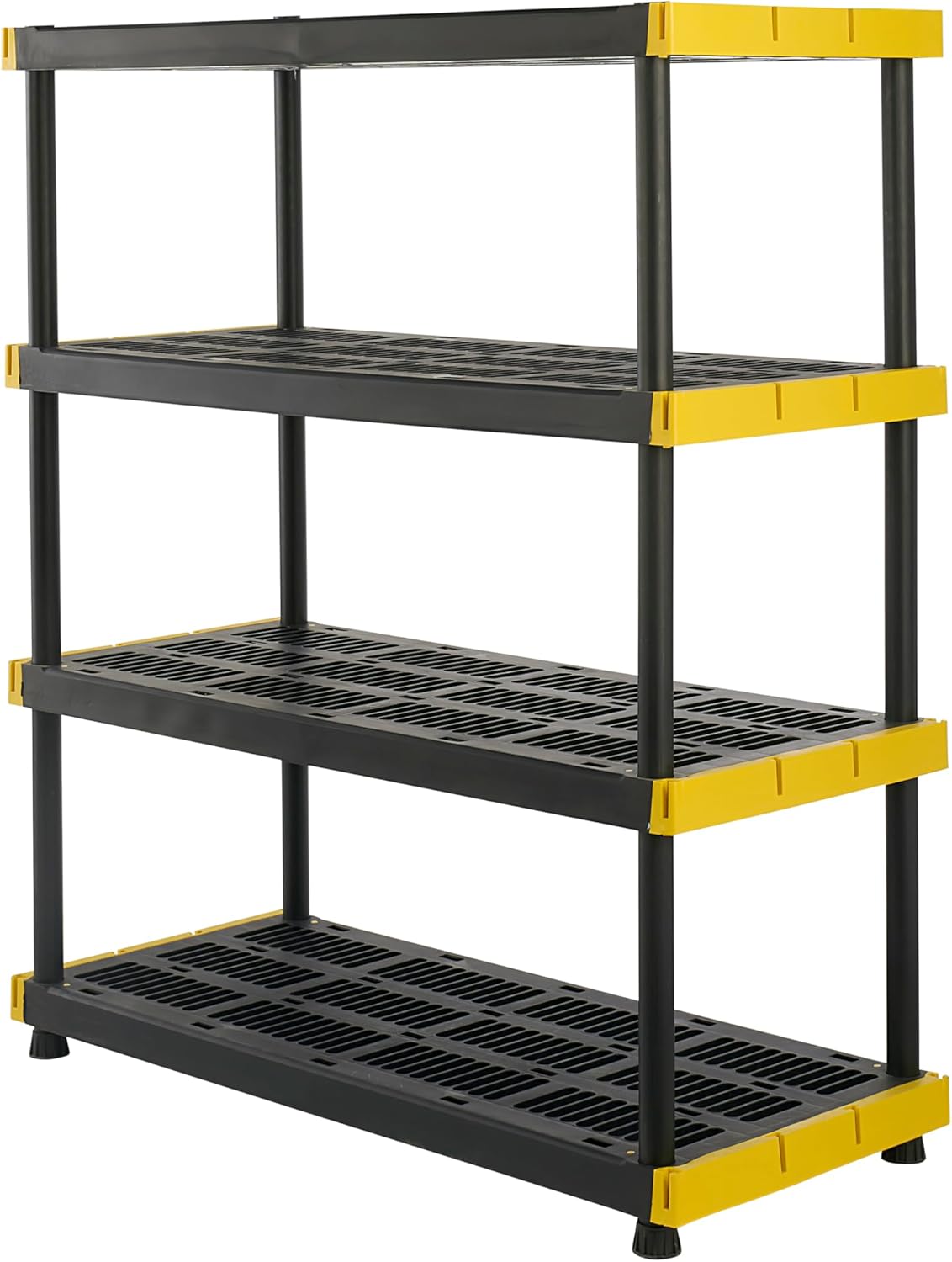 CX Black & Yellow®, 4-Tier Heavy Duty Plastic Storage Shelving Unit ...