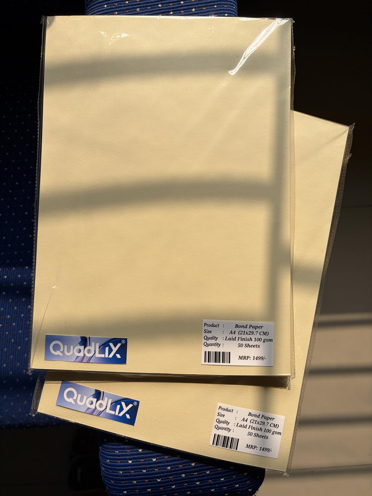 QuadLix A4 Size Royal Crispy Cream Executive Bond Paper 100 GSM, Laid ...