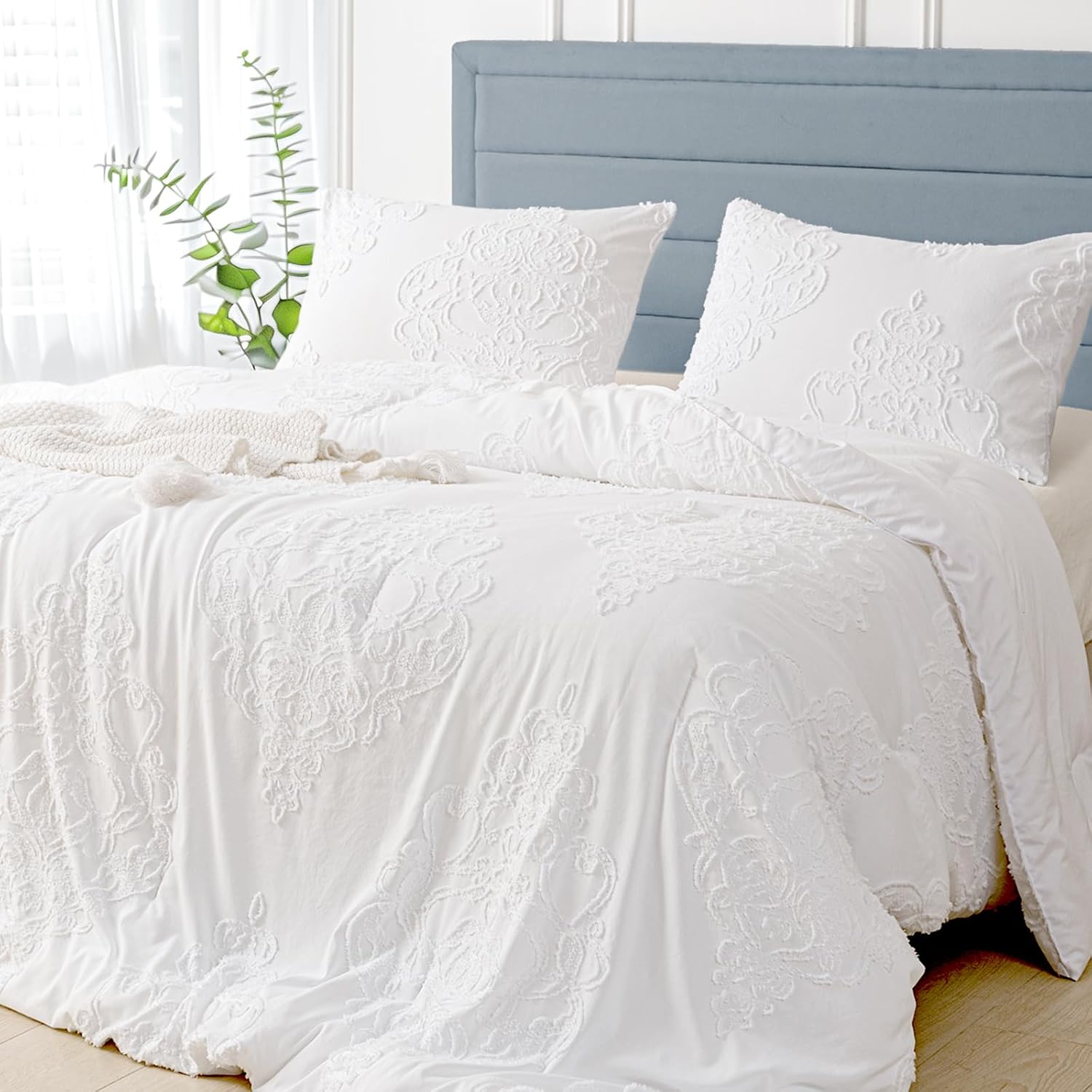 Amazon.com: White Fluffy & Soft Comforter King Size Set-Breathable ...