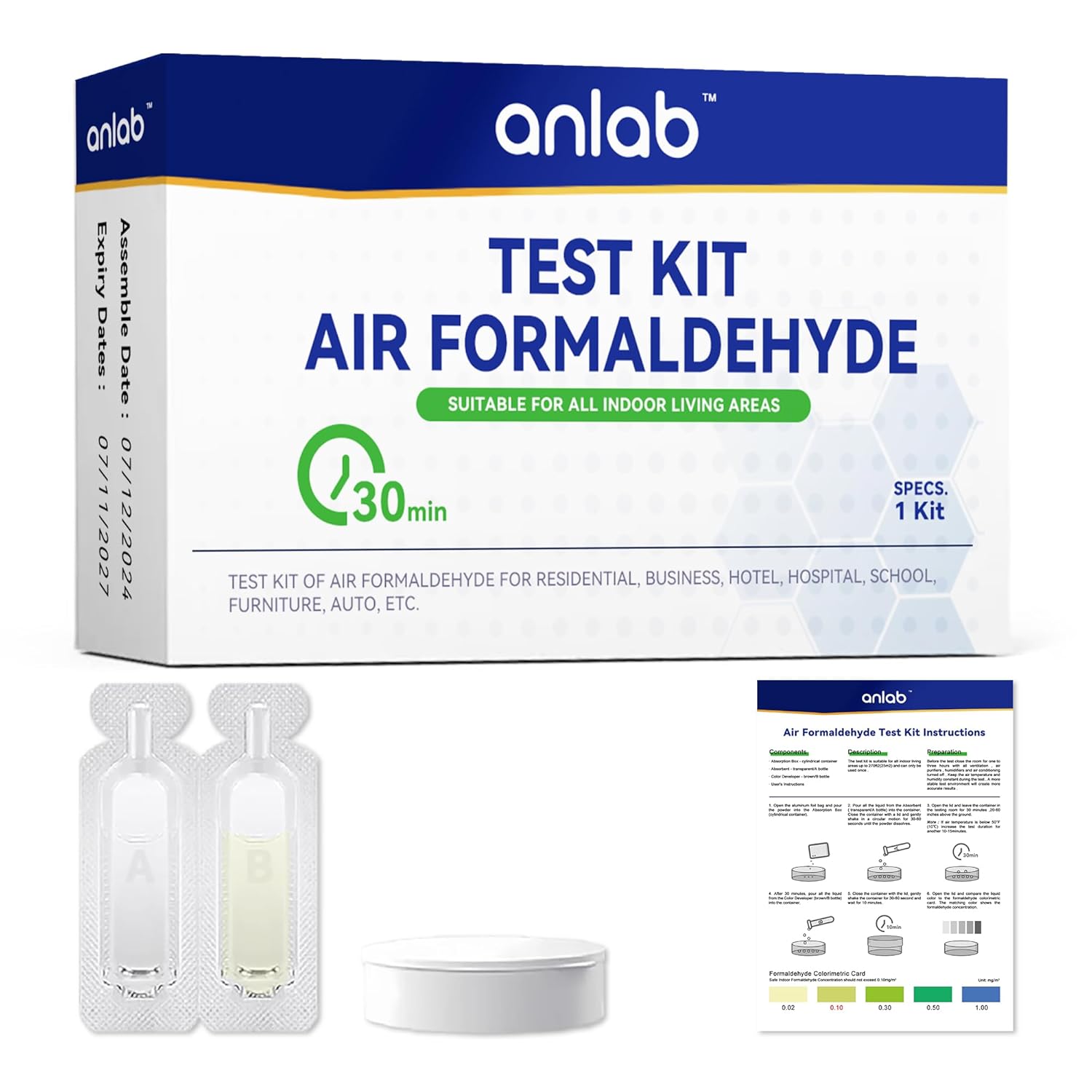 anlab™ Air Formaldehyde (HCHO) DIY Test Kit - Used for Air Quality ...