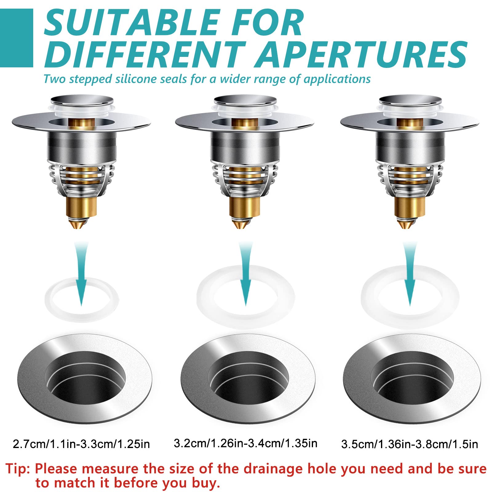 Snapklik.com : Bathroom Sink Stopper, Universal Sink Strainer For 1.1-1 ...