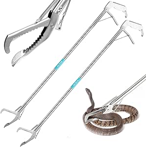Qualirey 2 Pieces 47 Inch Snake Tongs Rattlesnake Grabber Collapsible ...
