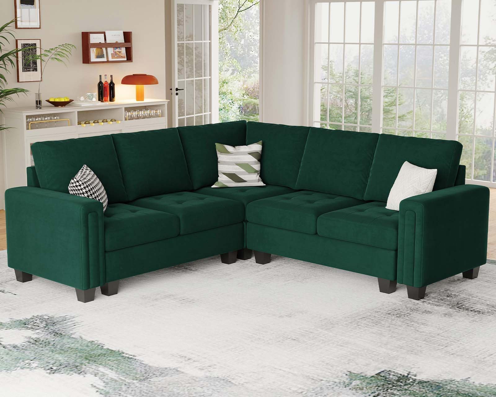 Amazon.com: Nolany Velvet Sectional Sofa, L Shaped Sectional Couch with ...