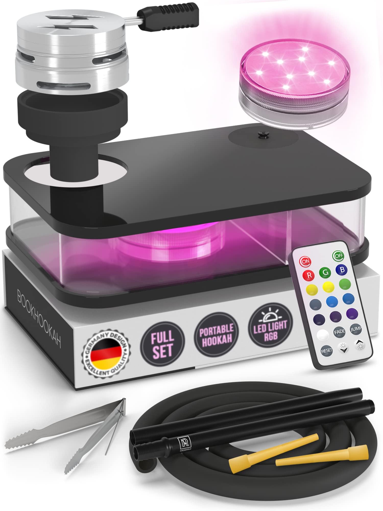 Amazon.com: Black Hookah Set with Everything - Premium Portable Hookah ...