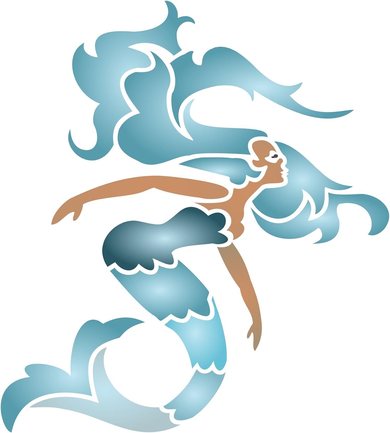 Amazon.com : Mermaid Stencil, 8 x 8.5 inch (L) - Sea Ocean Nautical ...