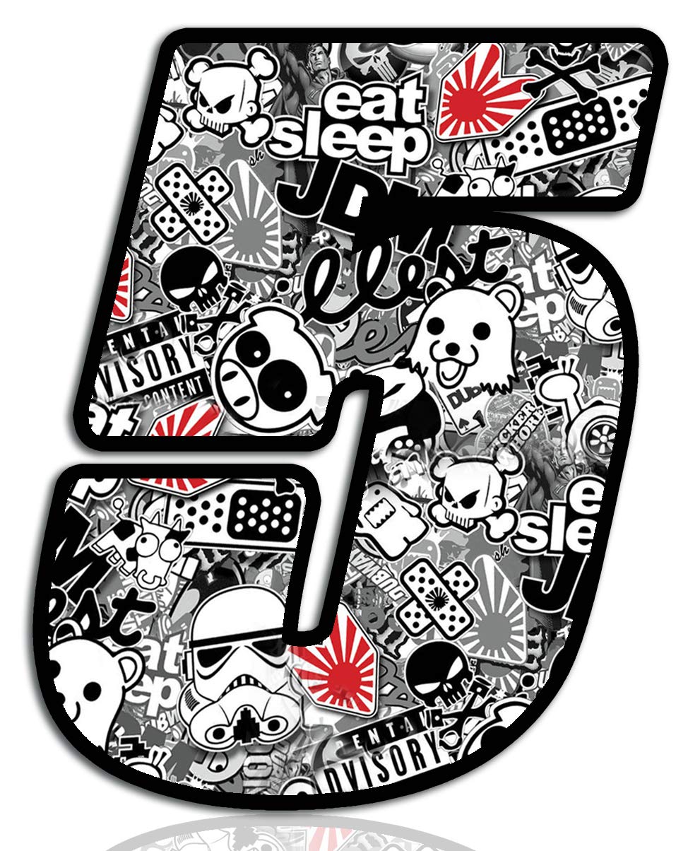 Racing Number № 5 Sticker DC Bomb Decal N 345 : Amazon.in: Car & Motorbike