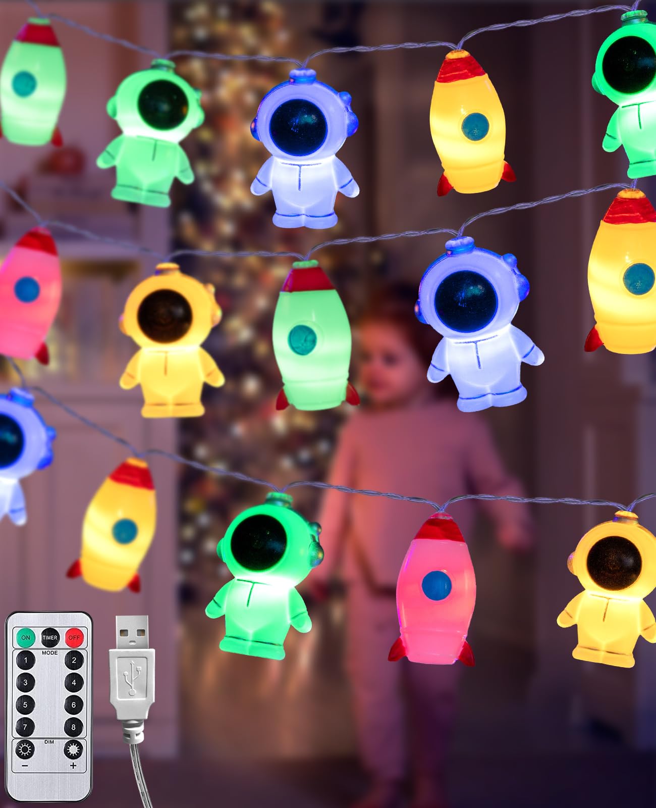 Amazon.com: AceList 20 LED Space String Lights, Magical Rocket and ...