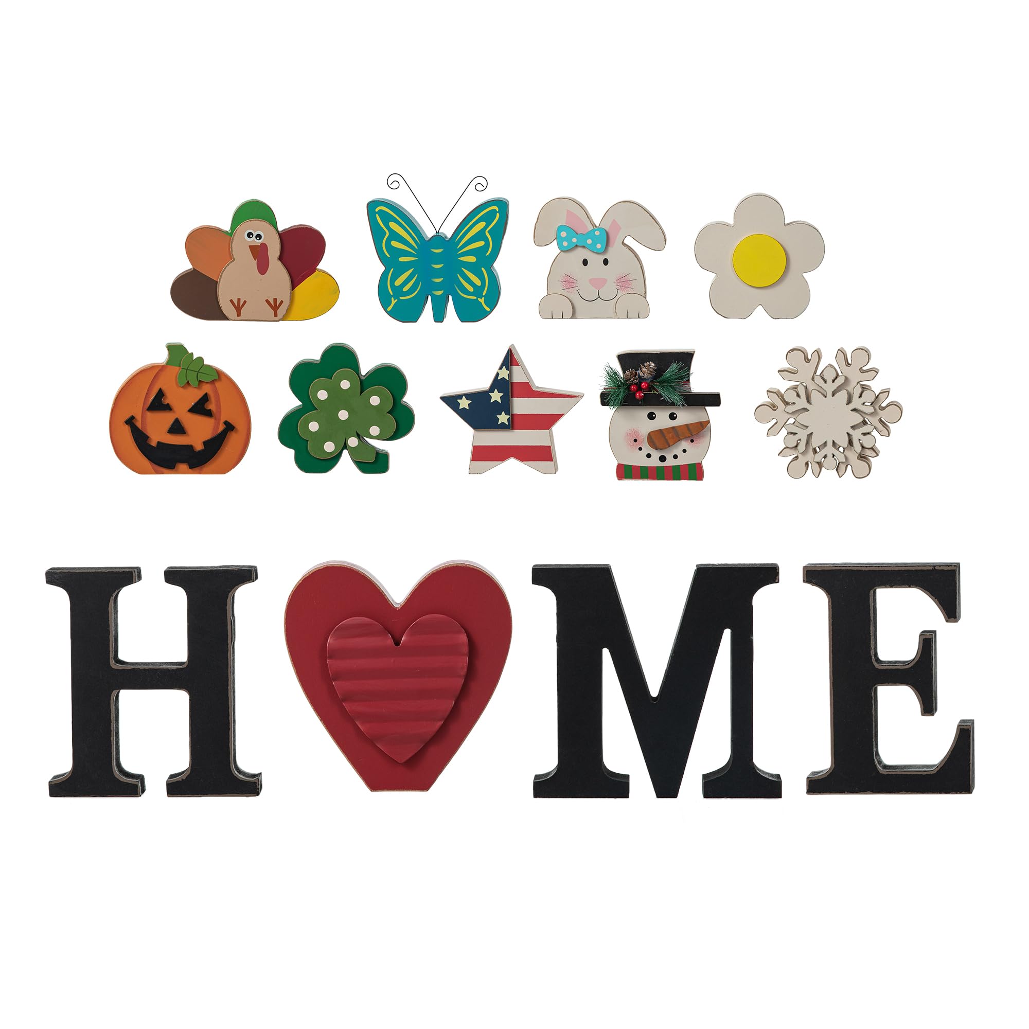 Amazon.com: Glitzhome Wooden Home Sign with Changeable Icons 10Pcs ...