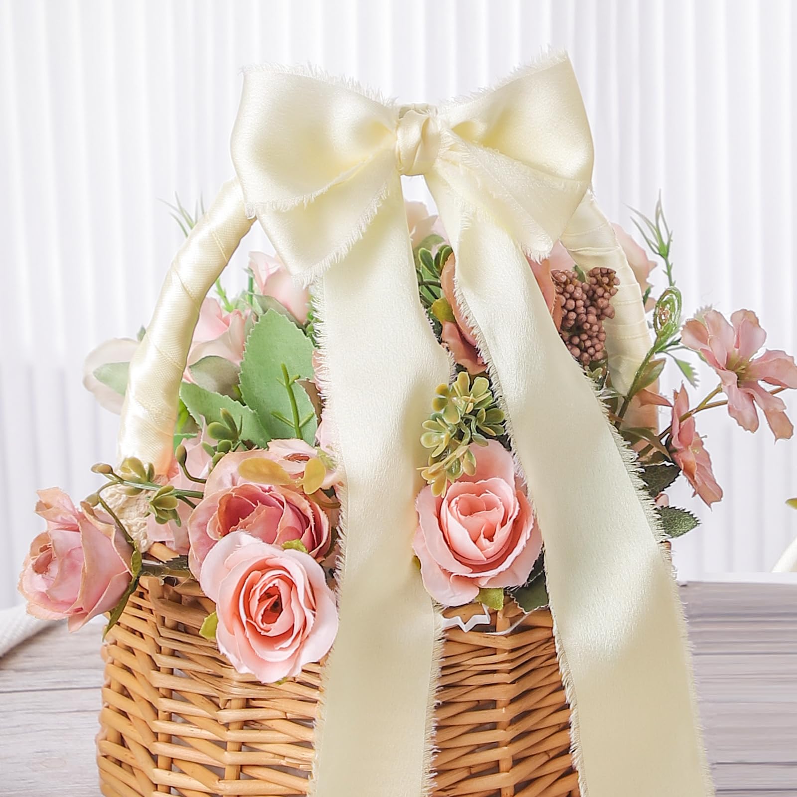 Snapklik.com : Ivory Ribbon 4 Rolls 1.5 X 20 Yard Handmade Frayed Cream ...