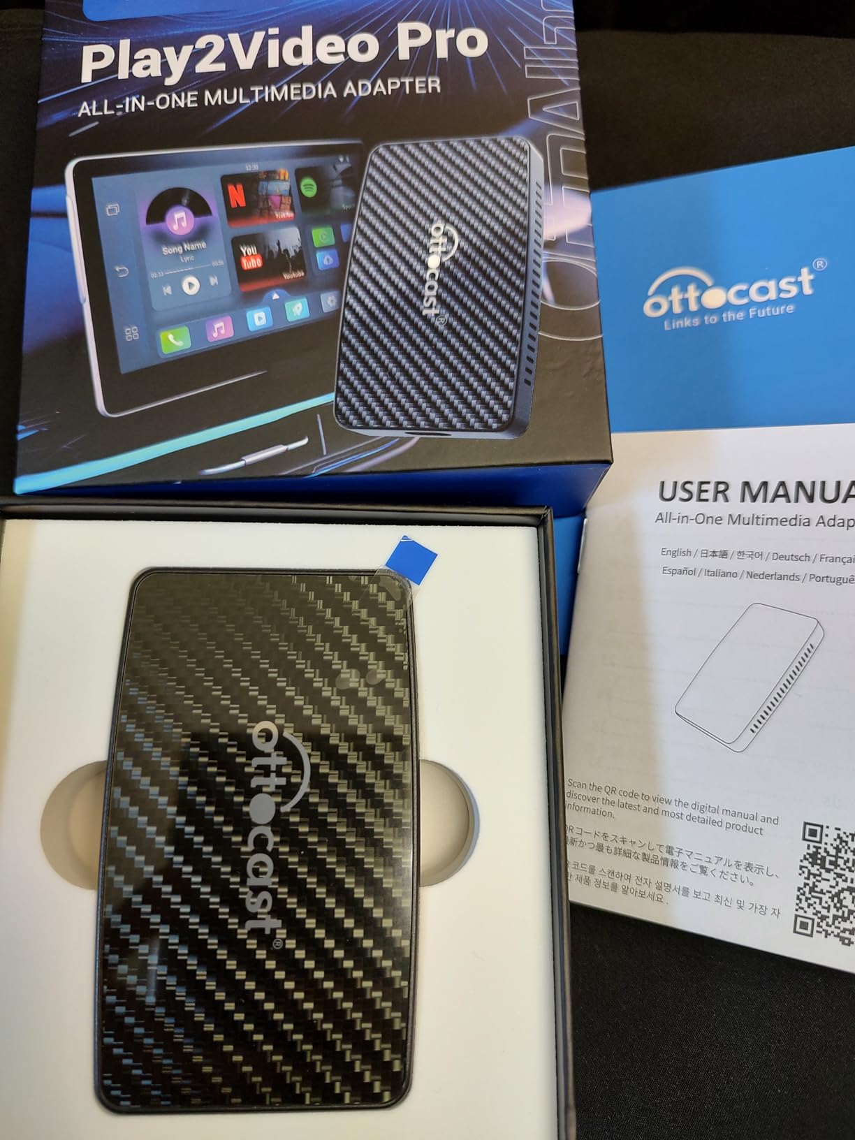 Amazon.co.jp: Ottocast オットキャスト CA400-S Play2Video Pro ワイヤレスCarPlayアダプター Youtube Netflix 動画視聴可能 ...