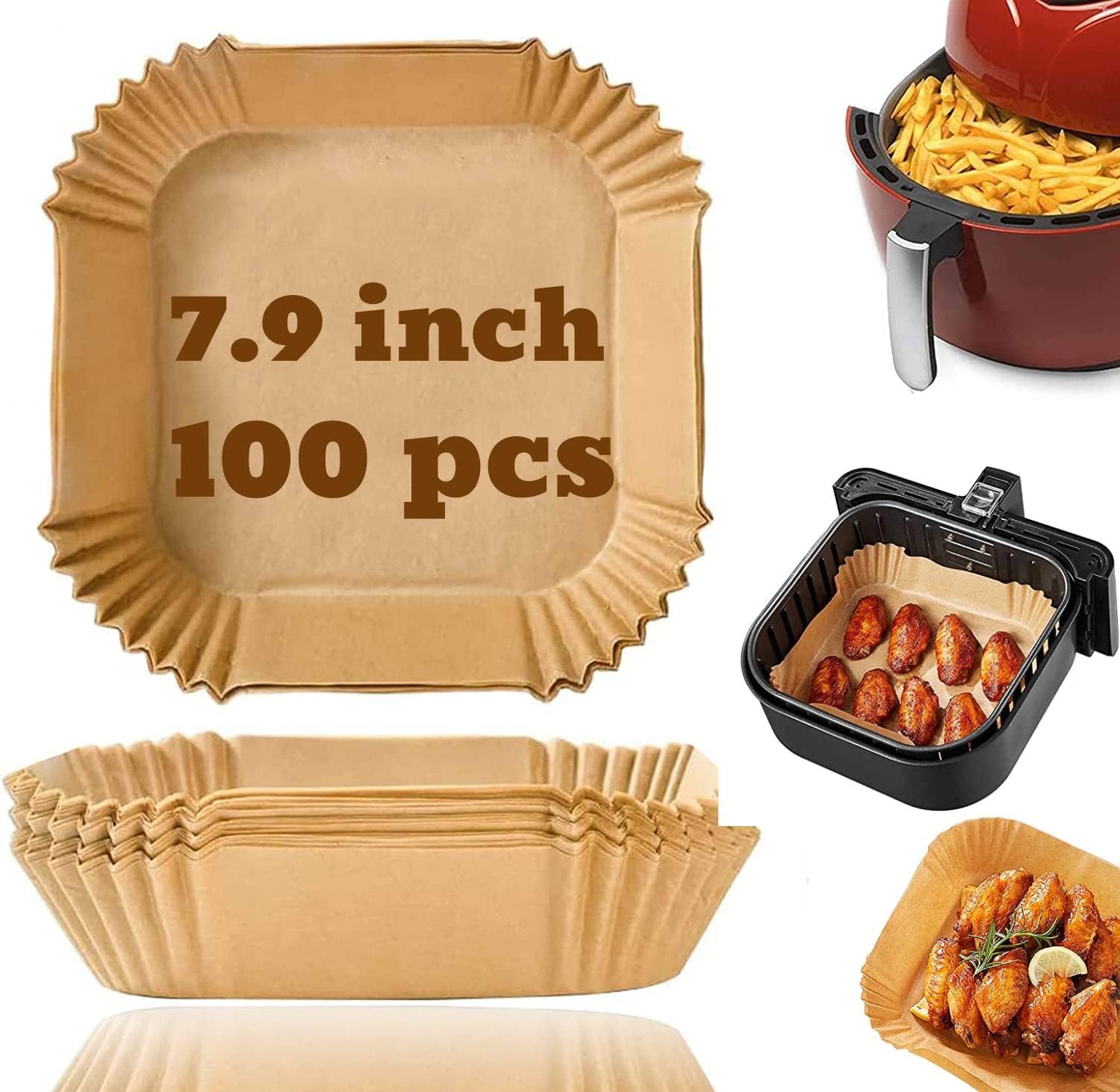 120pcs Air Fryer Paper Liners, 9inch Square Air Fryer Disposable Liners ...