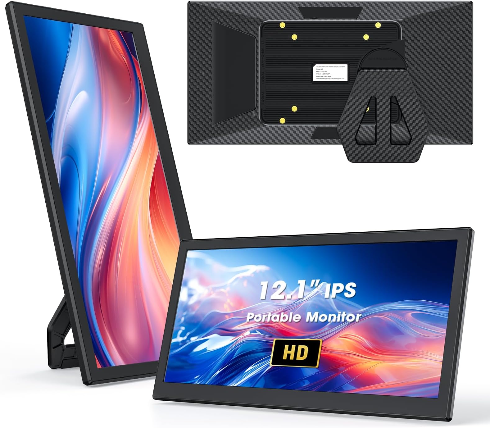 Amazon.com: TJICHIHEAT Portable Monitor 12.1 Inch - USB C Travel ...