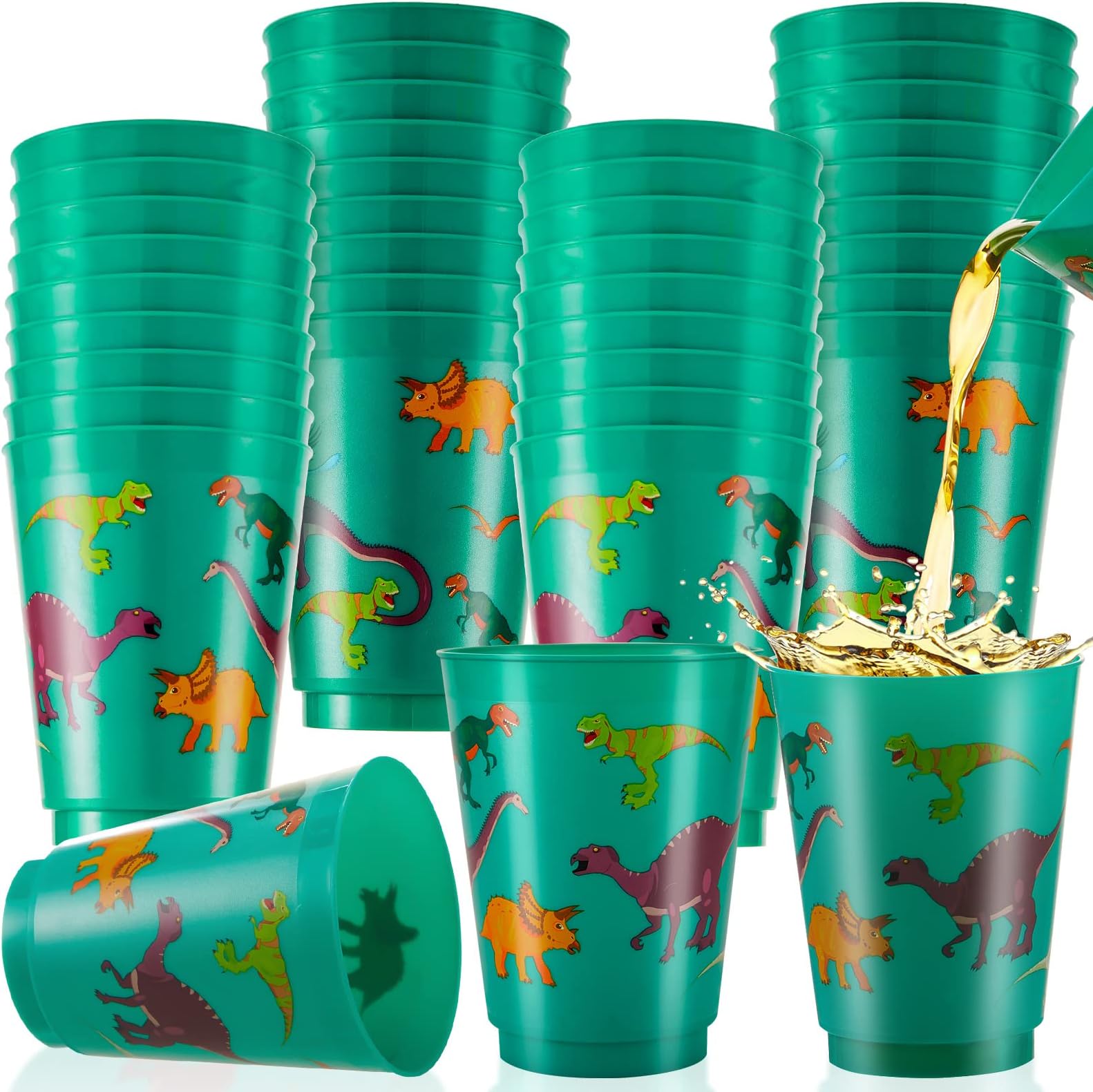 Amazon.com: Nuanchu 24 Pack Dinosaur Party Plastic Cups 16 oz Dinosaur ...