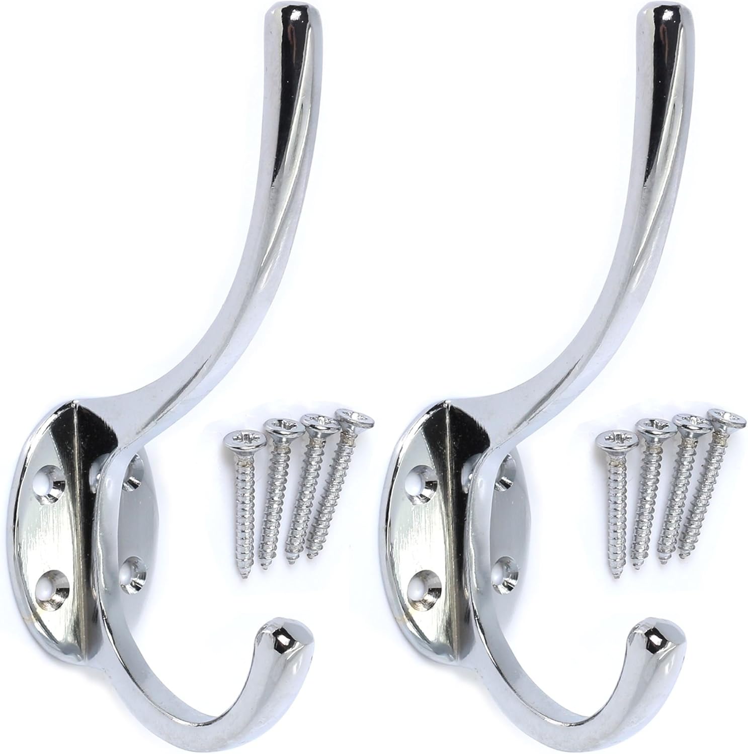 White Hinge Limited 2X Large Modern Chrome Coat Hooks | Hang Coats ...