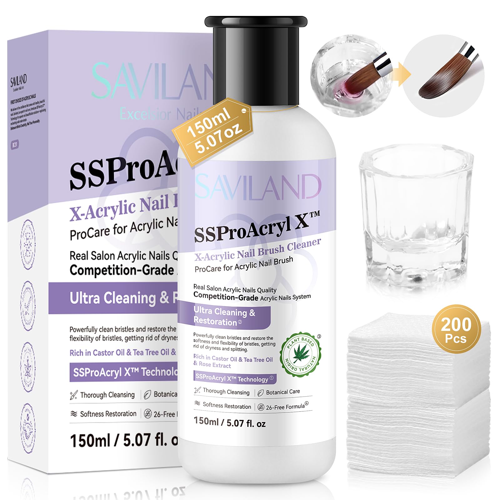 Amazon.com : SAVILAND Acrylic Nail Brush Cleaner: 5 OZ Large Capacity ...