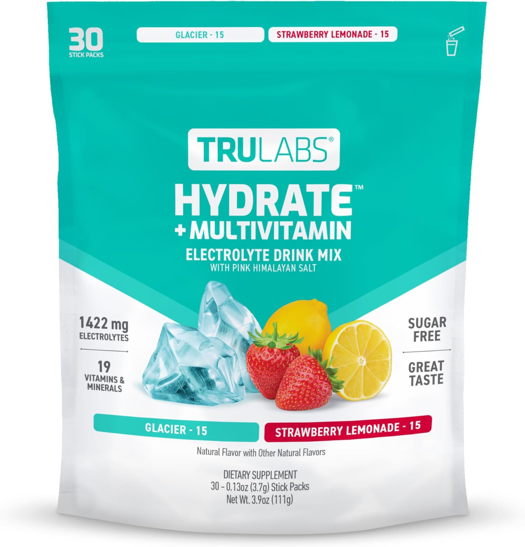 Amazon.com: TRULABS Hydrate + Multivitamin 30ct - 2 Flavors - Glacier ...
