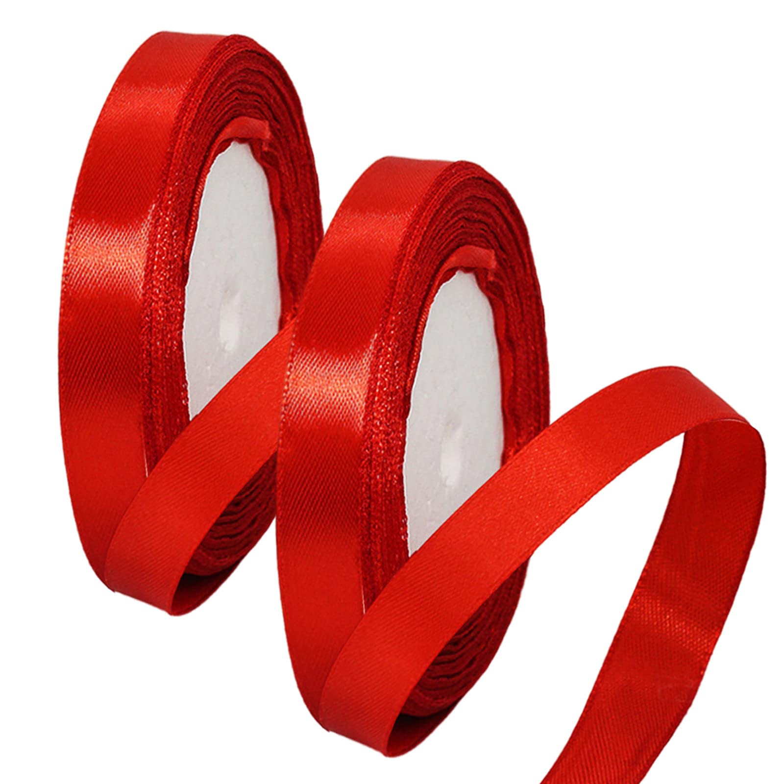 2 Rolls 10mm Wide Red Ribbon Red Christmas Ribbon for Gift Wrapping 22m ...