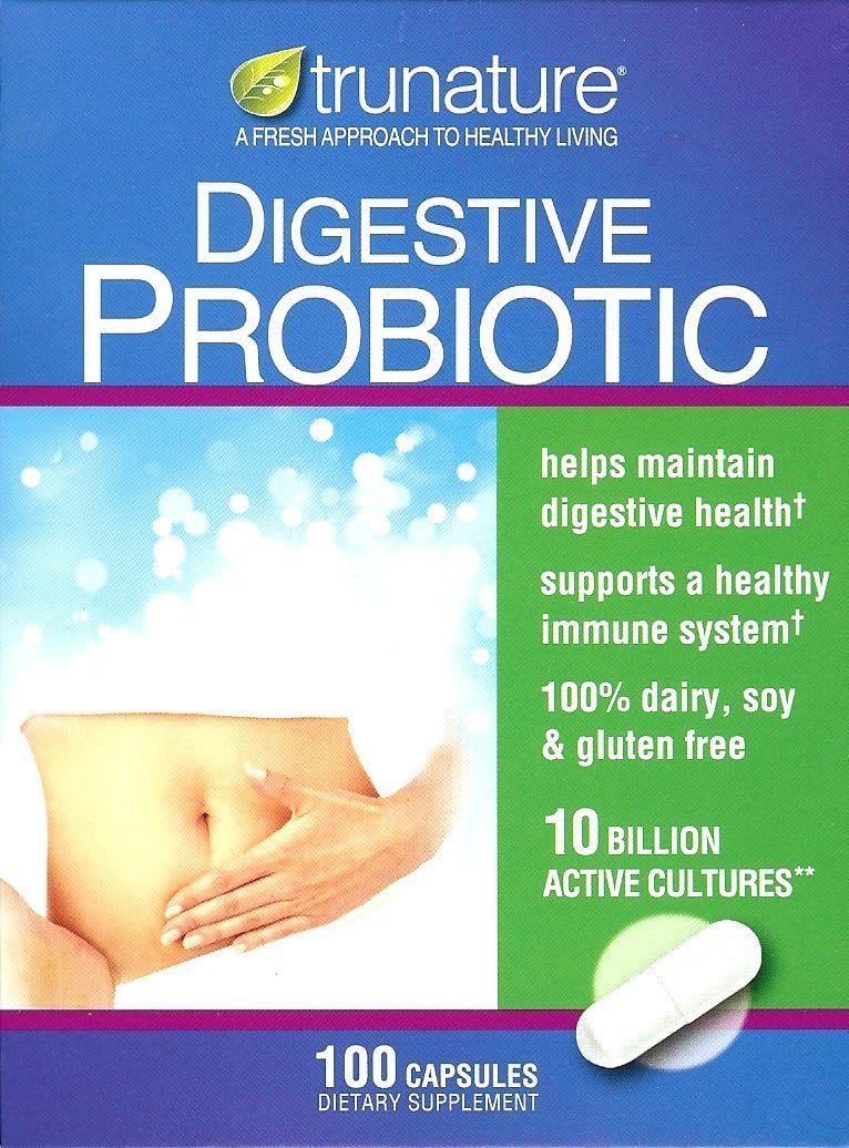 Trunature Digestive Probiotic, 10 Billion Active Cultures, 100 Capsules ...