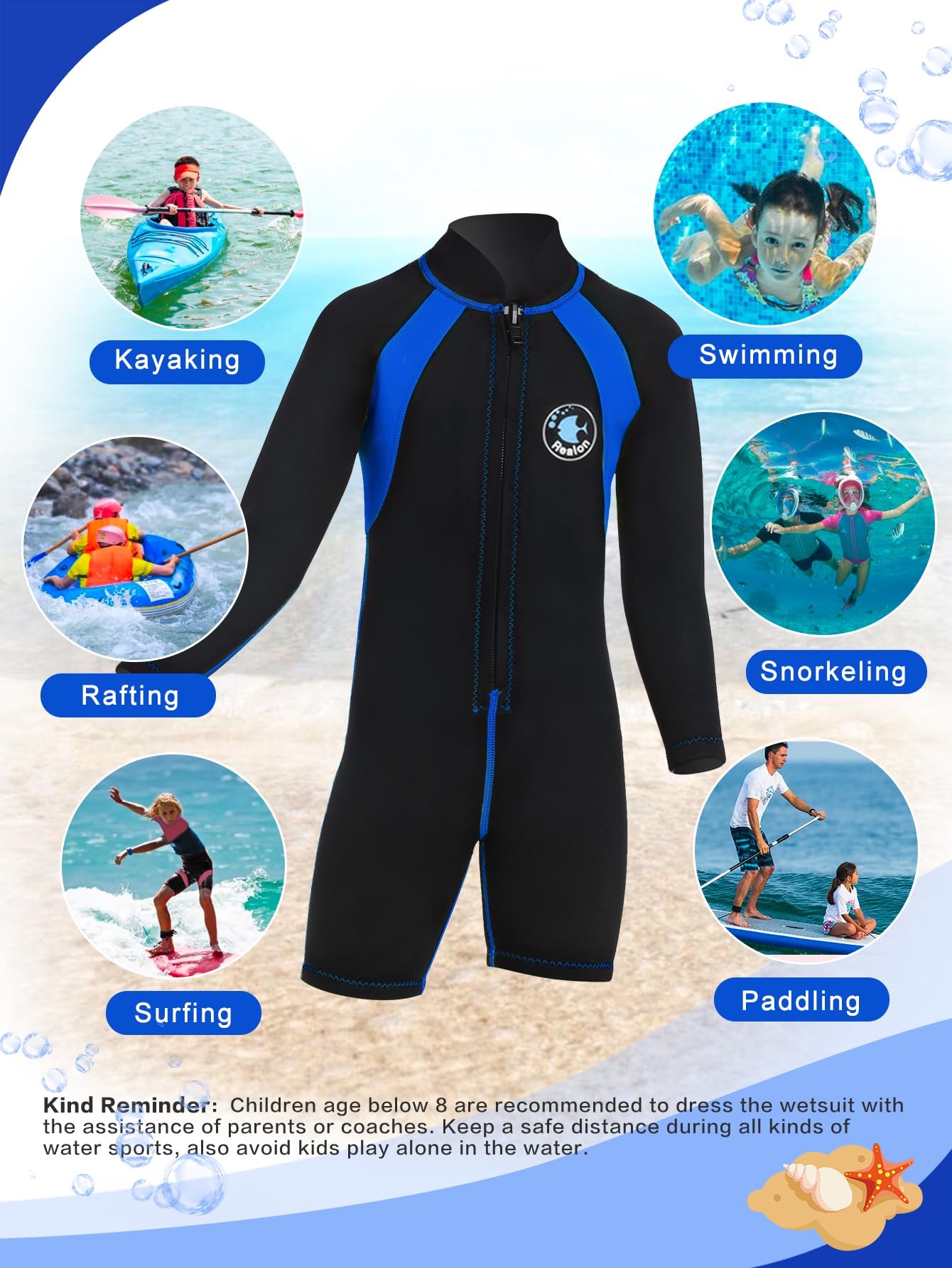 Snapklik.com : Kid Wetsuit Neoprene Boys Girls 3mm Full Wet Suit, 2mm ...