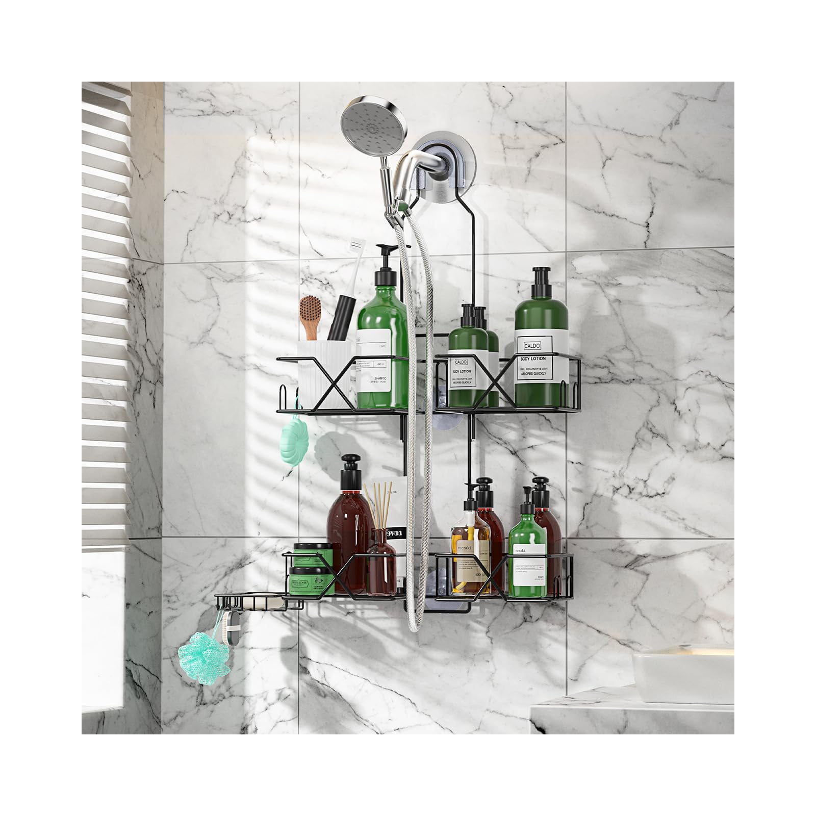 Amazon.com: Upgraded Hanging Shower Caddy for Handheld Shower Heads ...