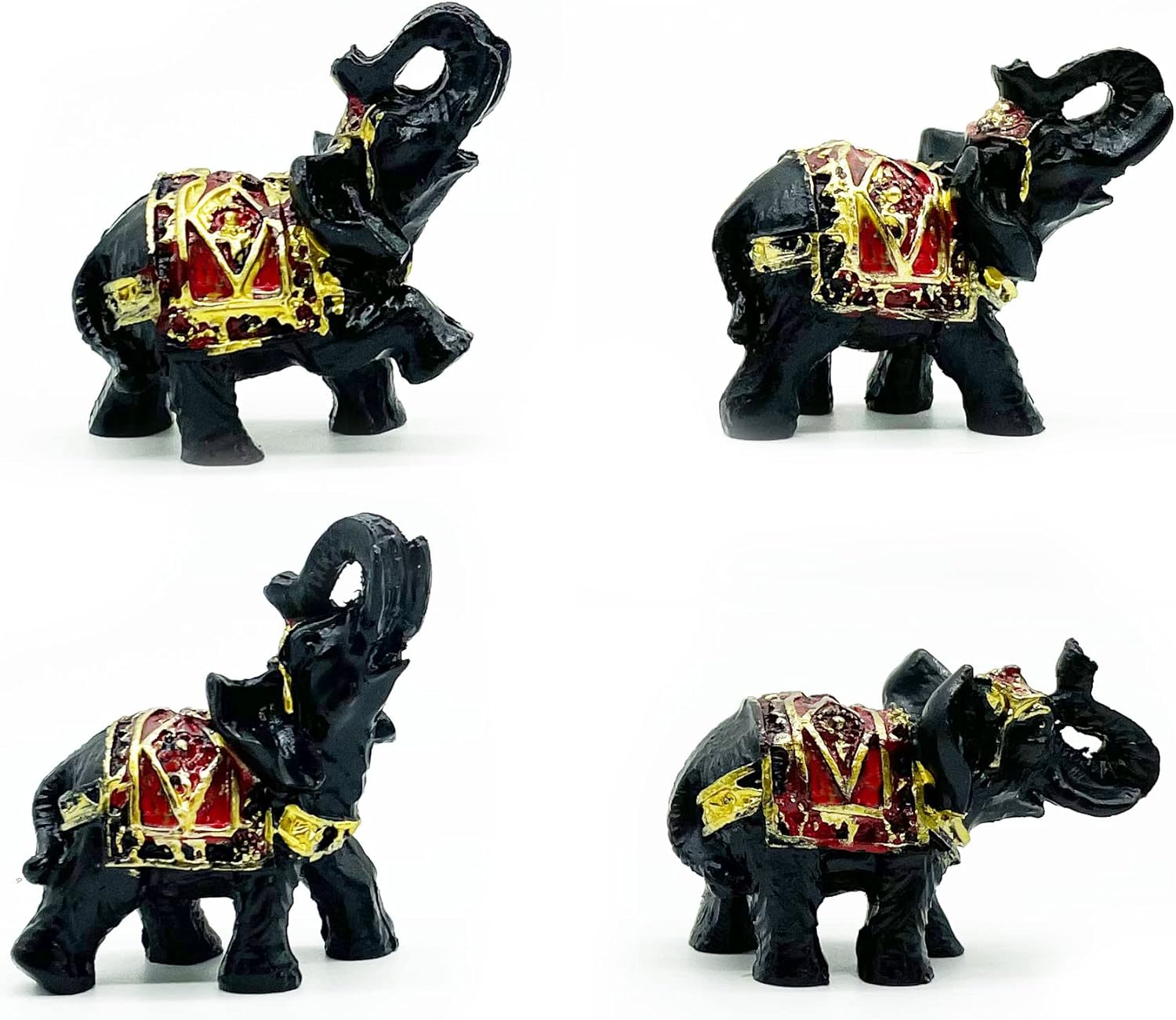 Amazon.com: Mose Cafolo Feng Shui Set of 4 Black Thai Elephants Statues ...