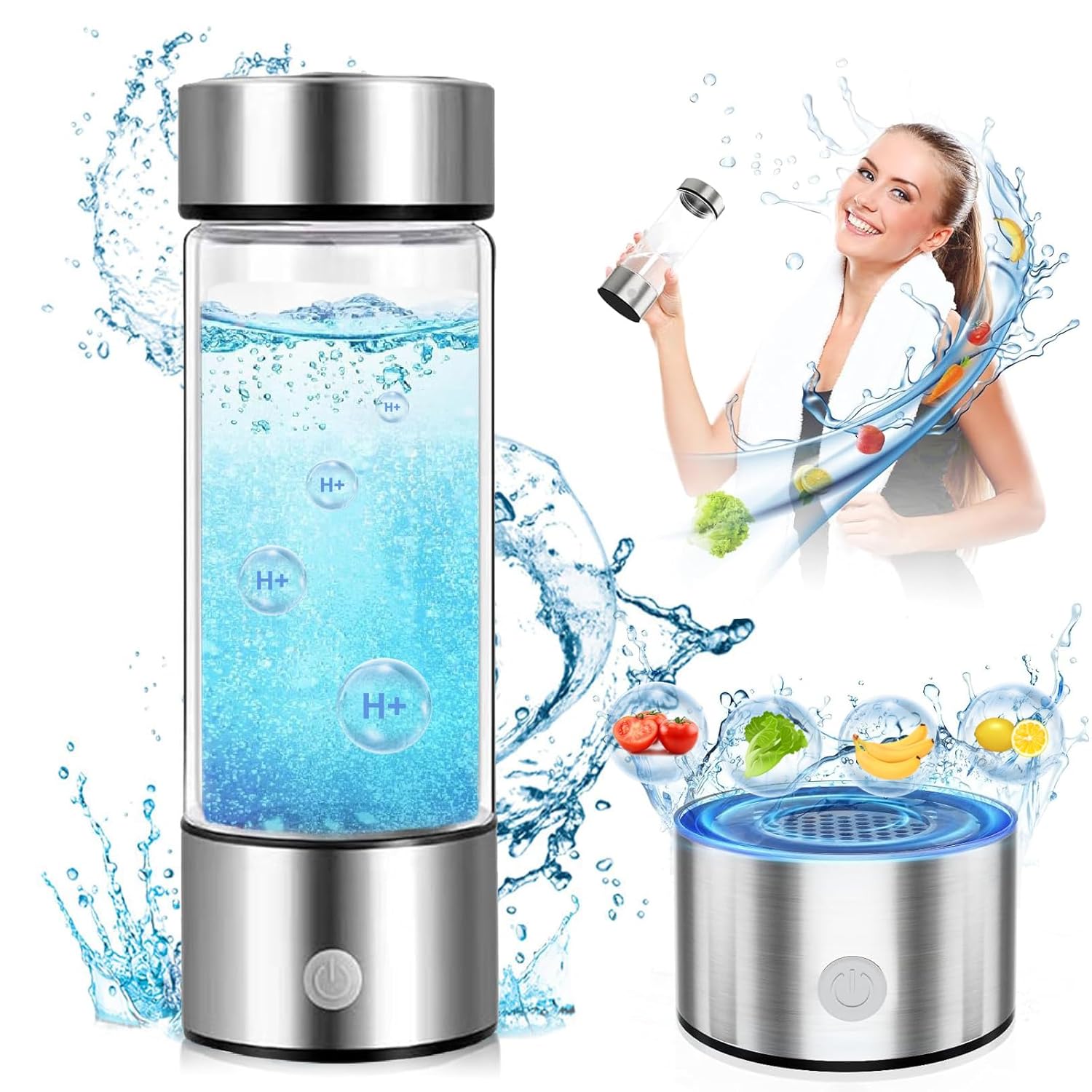 Hydrogen Water Generator Bottle, 14 Oz Portable Hydrogen Water Bottle ...