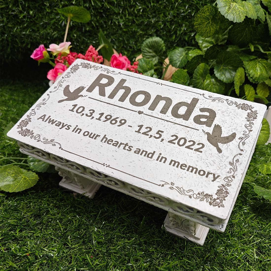 Amazon.com: mildahjoy Personalized Human Memorial Stones, Bench ...