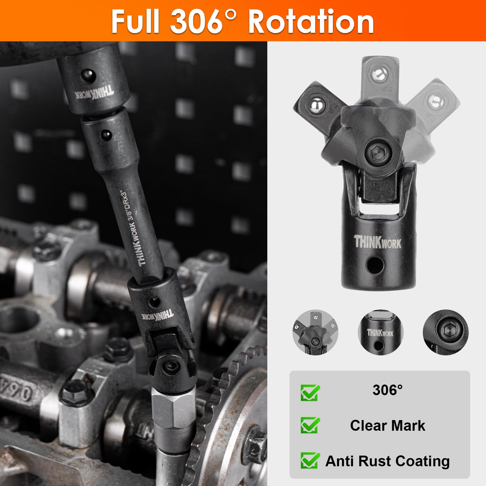 Snapklik.com : THINKWORK 18 Pieces Impact Swivel Socket Adapter Set
