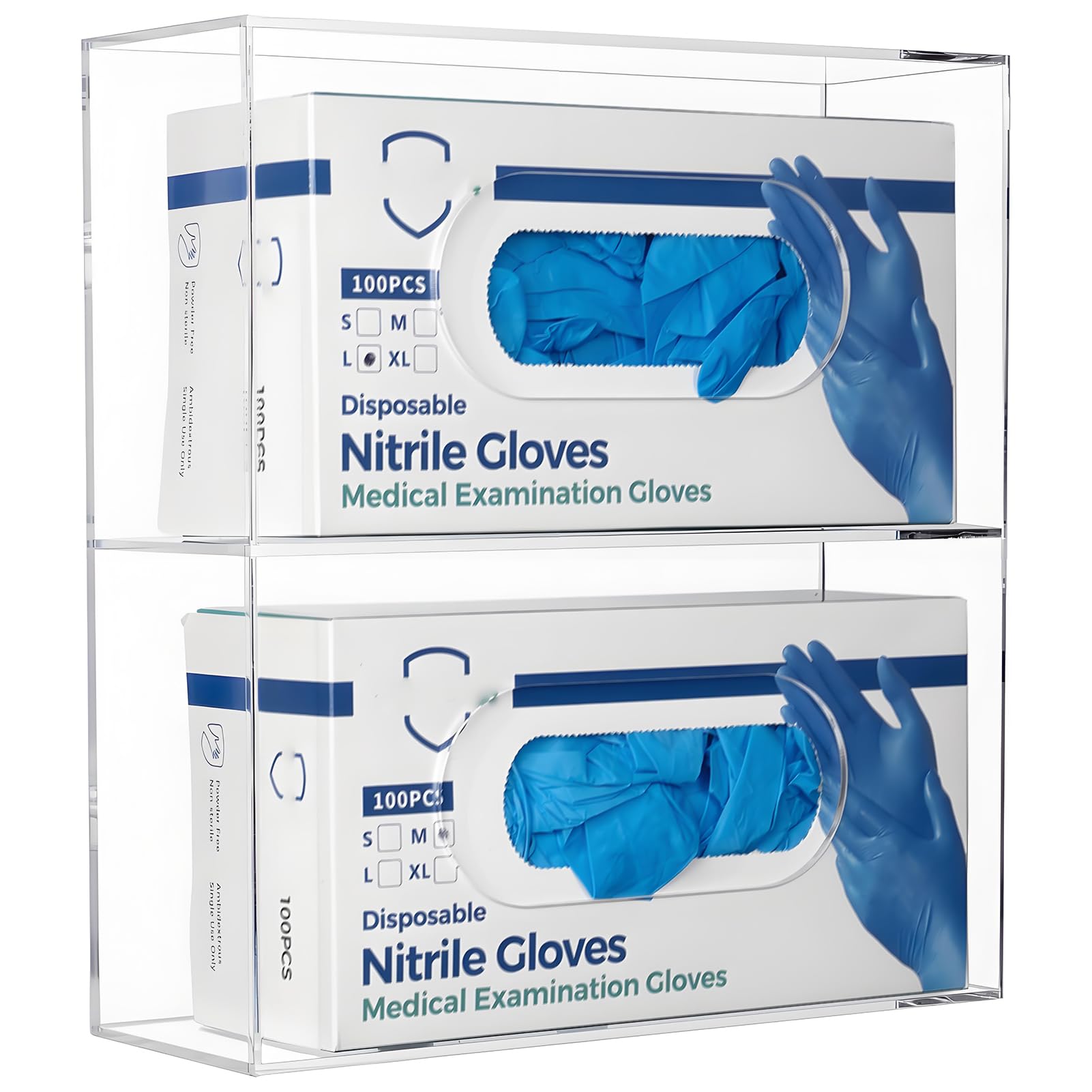 Aphbrada Glove Box Holder Glove Dispenser Wall Mount, Double Acrylic ...