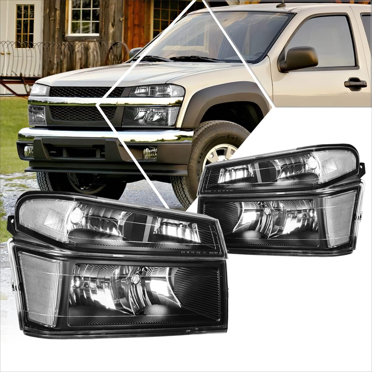 Amazon.com: PM PERFORMOTOR 4Pcs Headlights+Bumper Lights Assembly ...