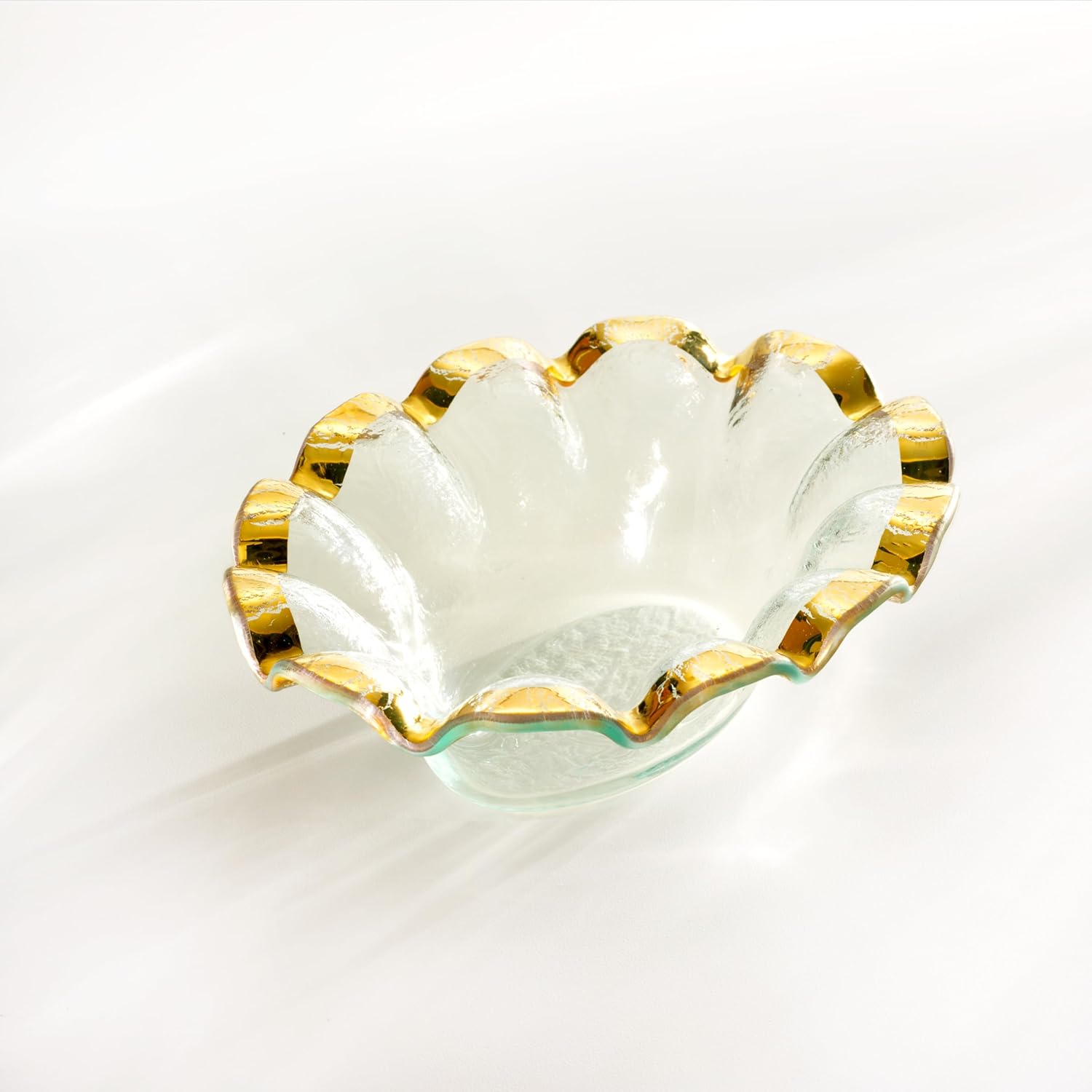 Amazon.com | Annieglass Ruffle Dip Bowl with 24K Gold Rim, 8 1/4" 6 1/2 ...